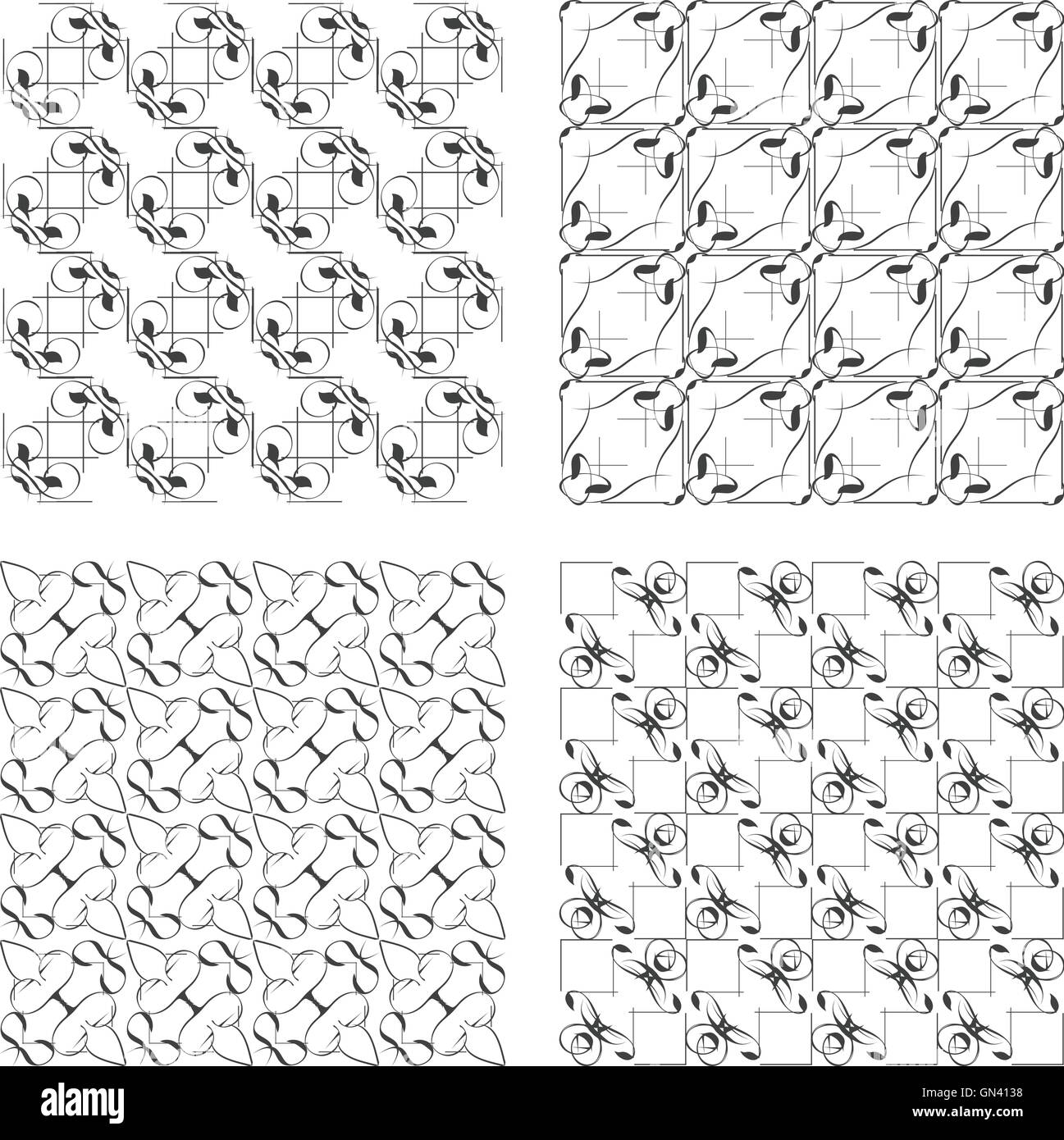 Black and white geometric seamless patterns set vector Stock Vector ...