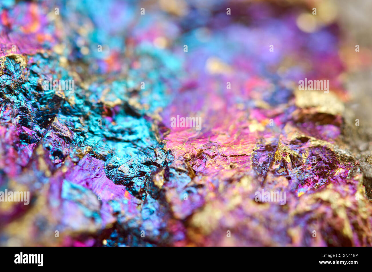 Bornite, also known as peacock ore, is a sulfide mineral with chemical ...