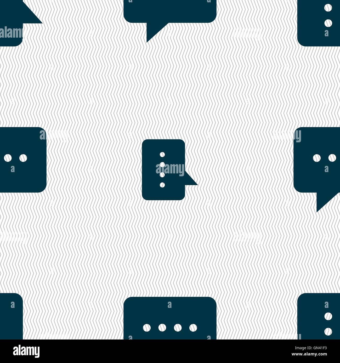 Speech bubbles icon sign. Seamless pattern with geometric texture ...