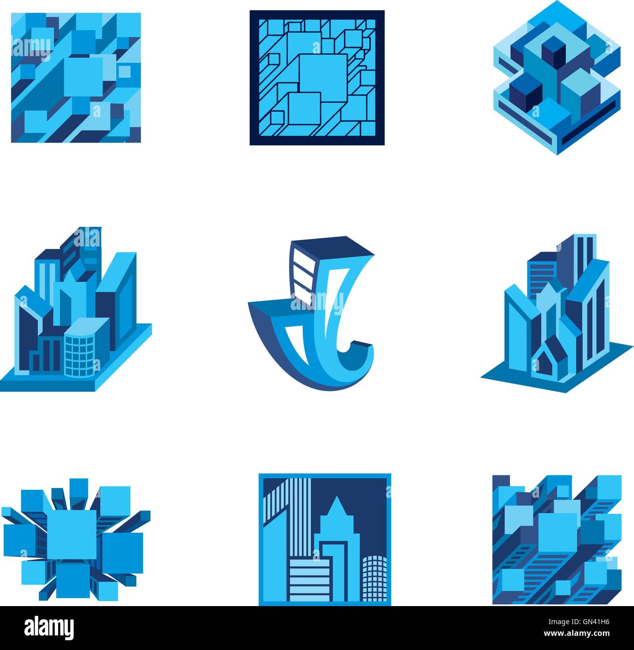 Geometric building silhouette Stock Vector Images - Alamy