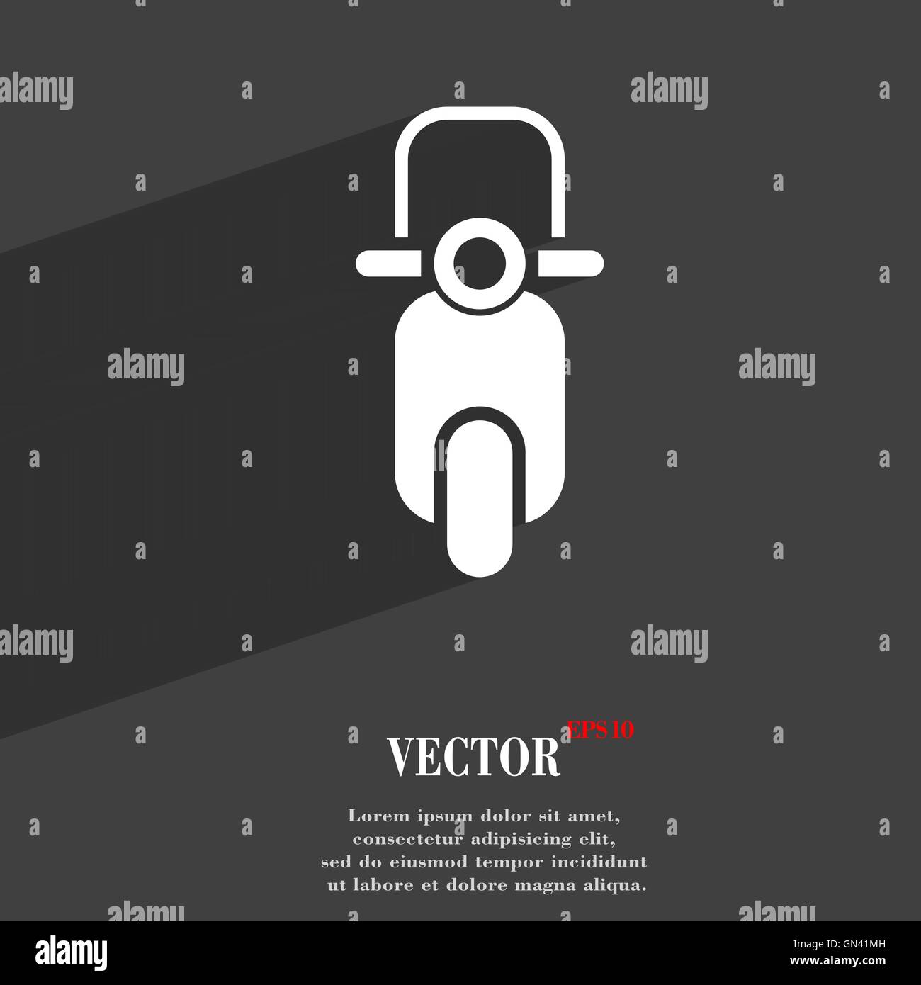 Scooter symbol Flat modern web design with long shadow and space for ...