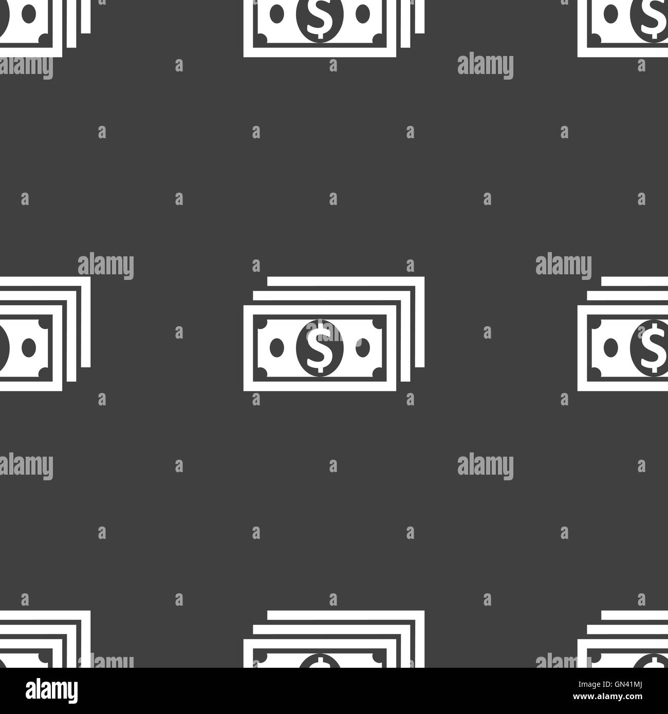 money, dollar icon sign. Seamless pattern on a gray background. Vector ...