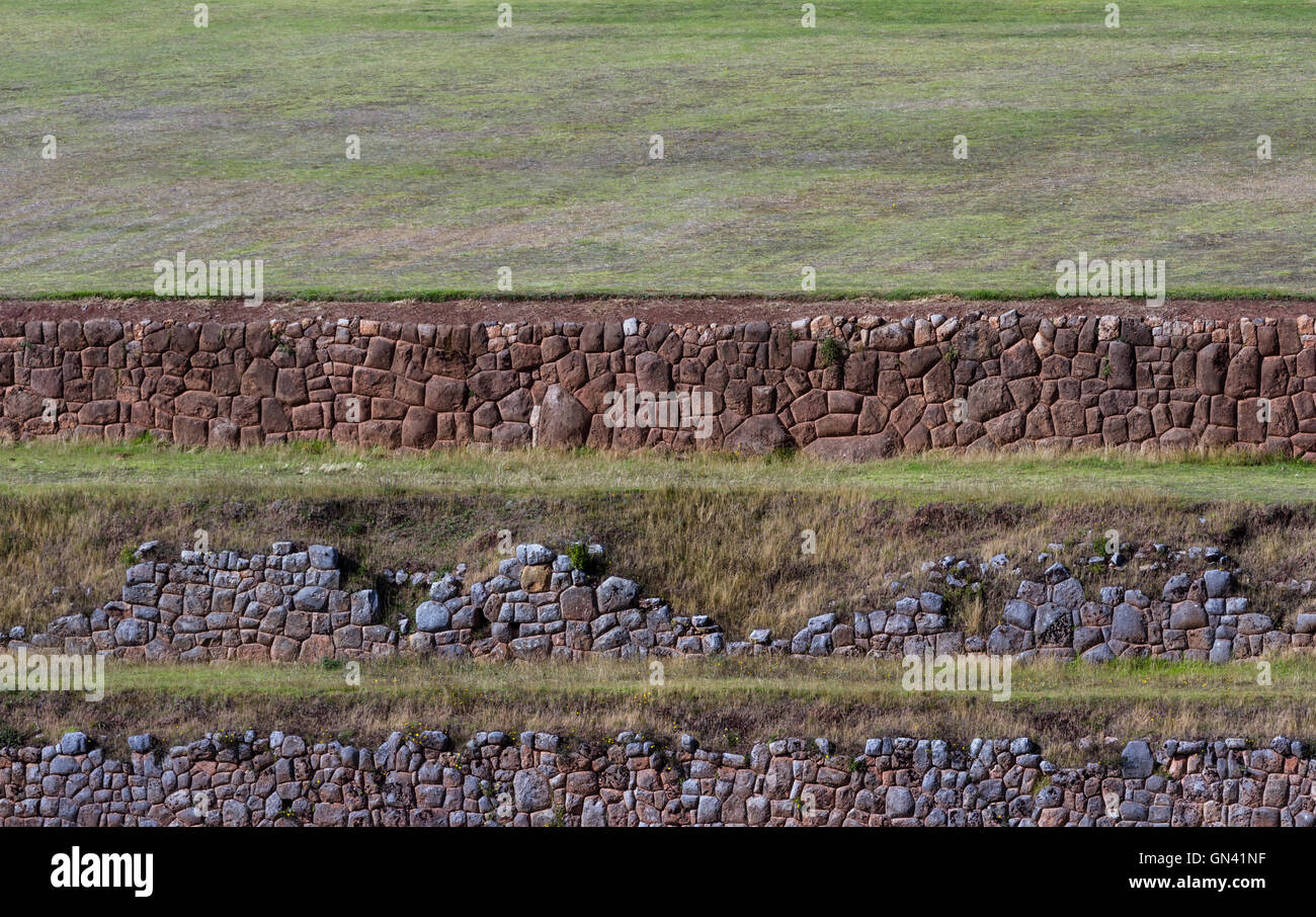 close up landscape of a traditional Inca farming terraces in Chinchero ...