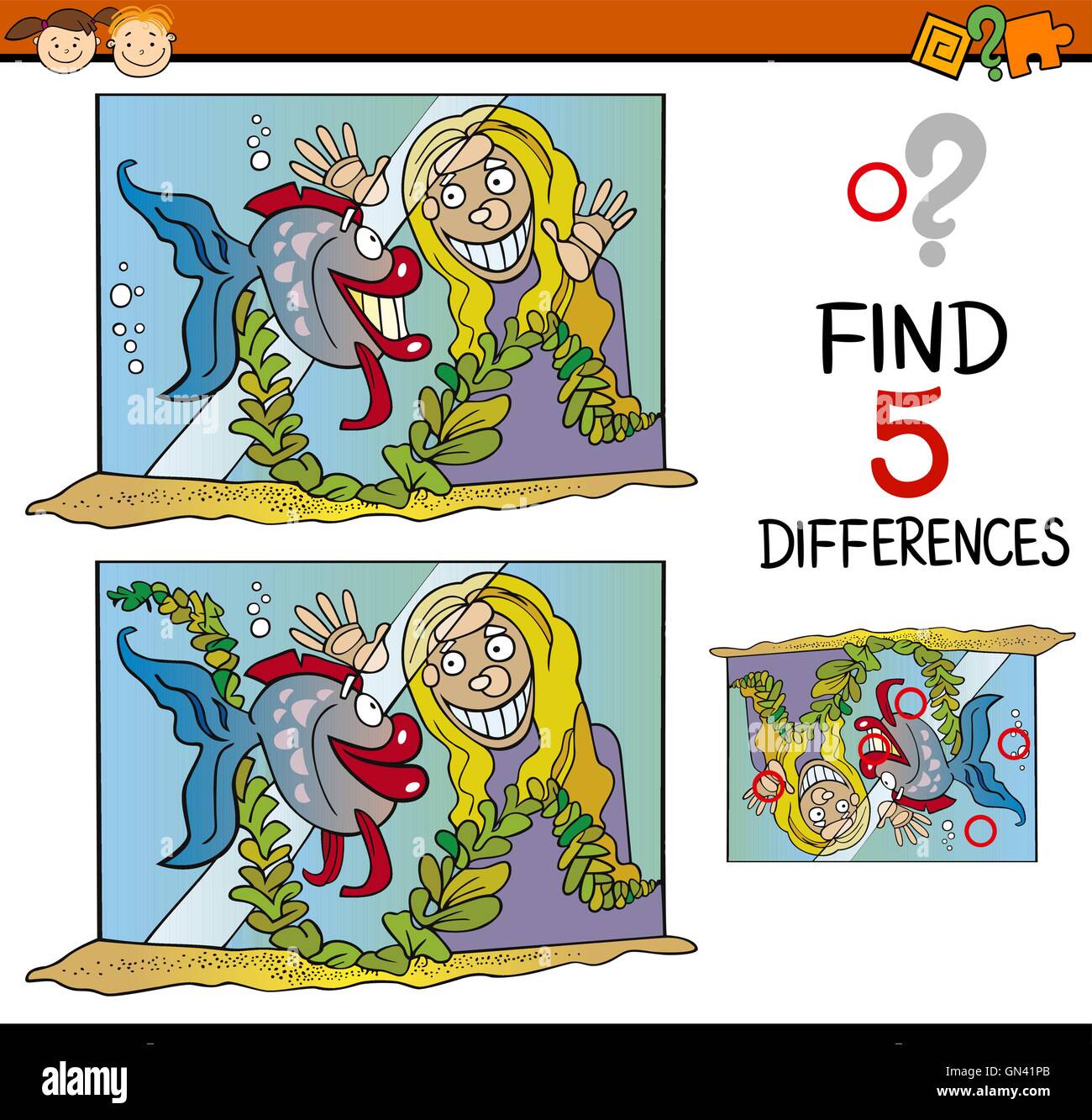 Cartoon illustration spot differences educational hi-res stock ...