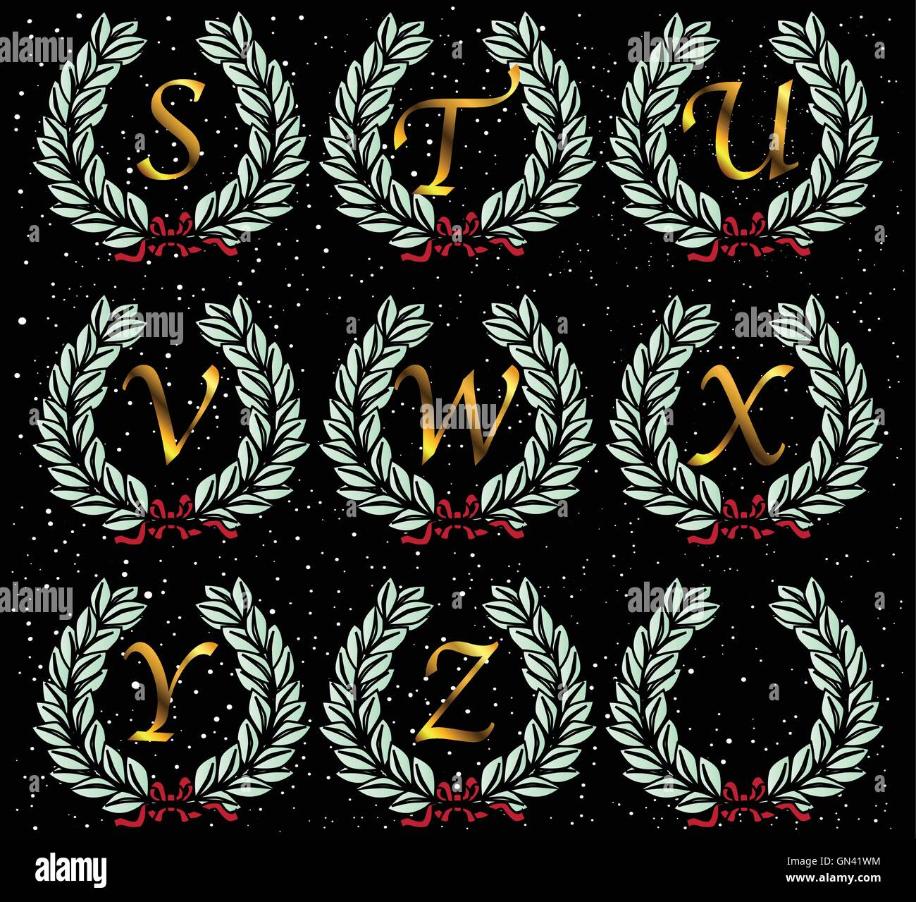 Alphabet Wreath Letters Stock Vector Image & Art - Alamy