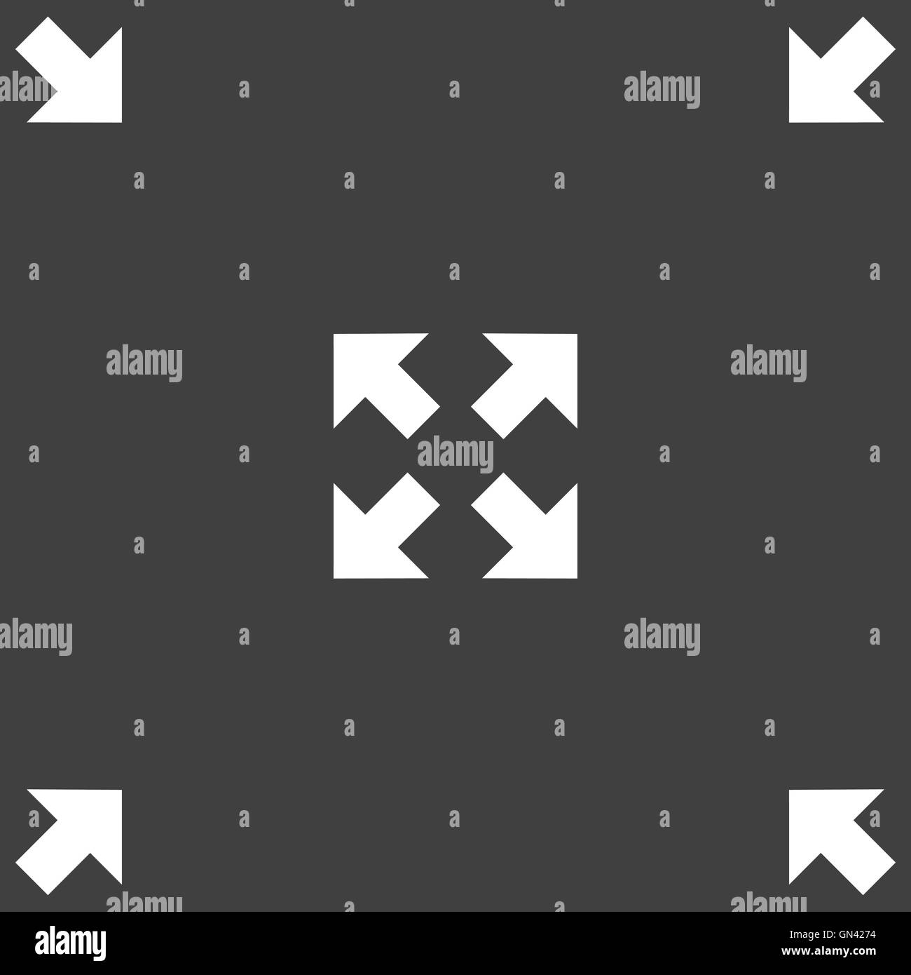 Full screen icon sign. Seamless pattern on a gray background. Vector ...