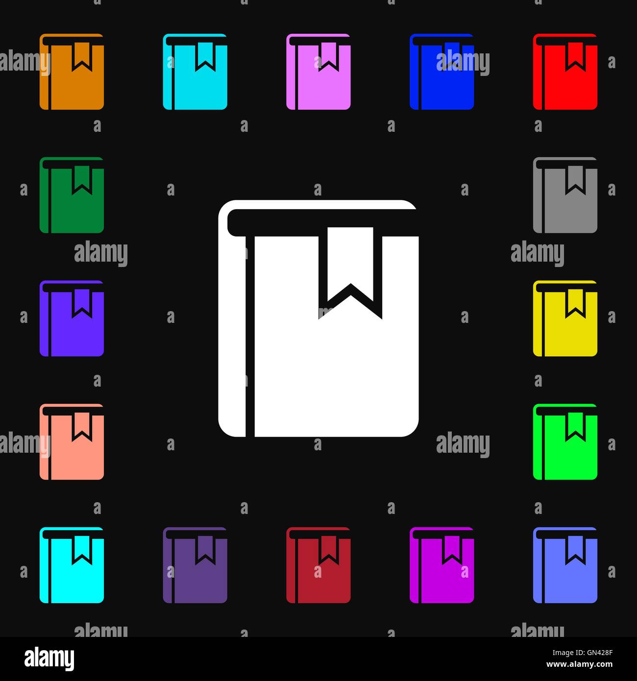 Book bookmark icon sign. Lots of colorful symbols for your design ...