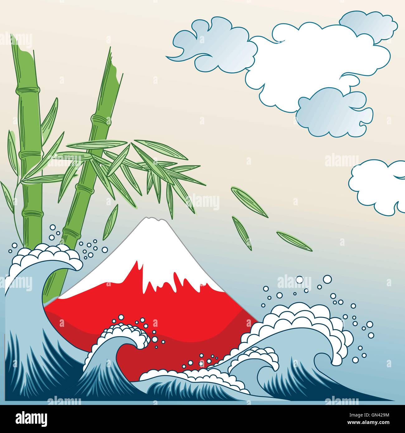 Sea and mountain japan Stock Vector Images - Alamy