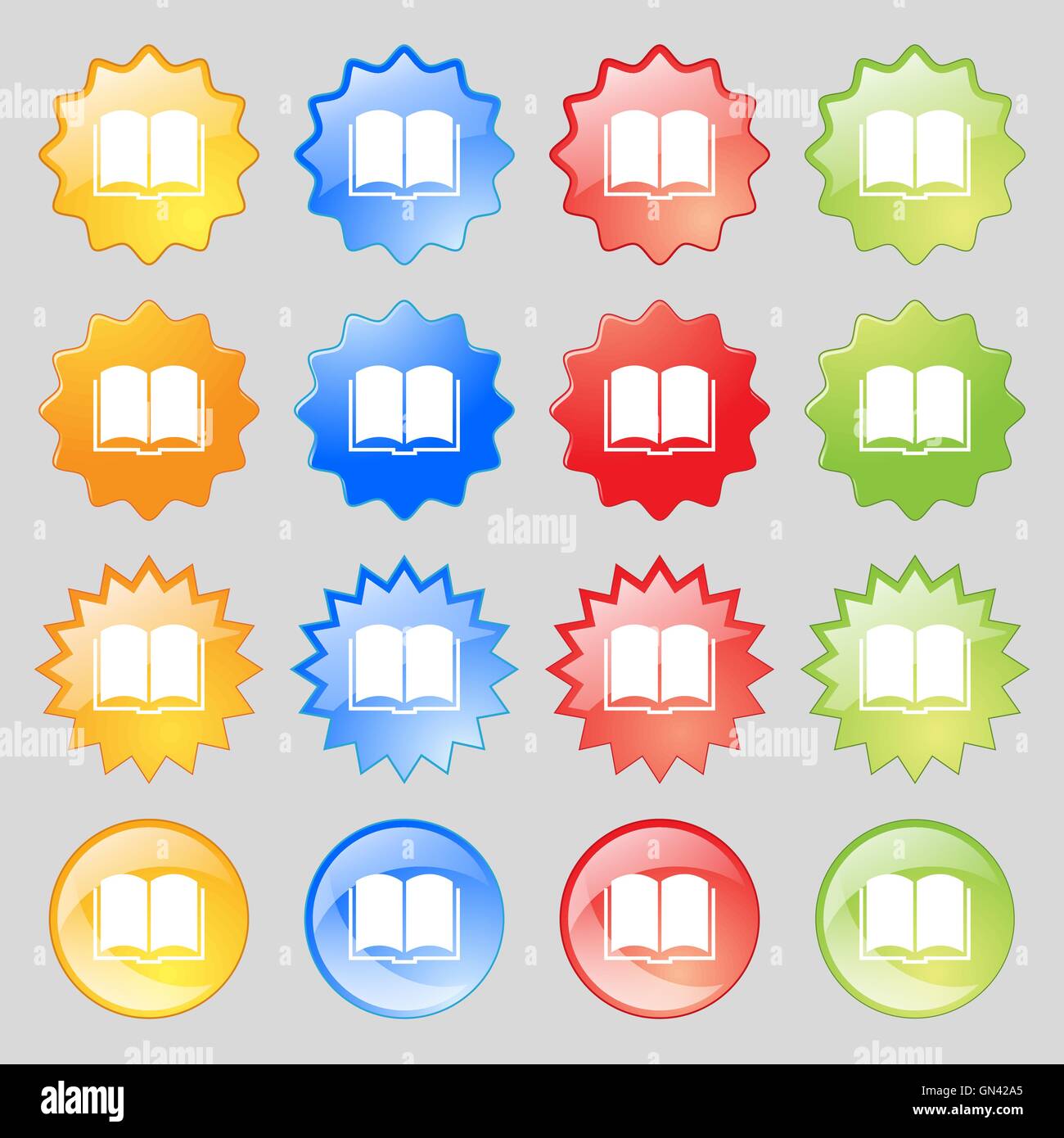 Book icon sign. Big set of 16 colorful modern buttons for your design ...