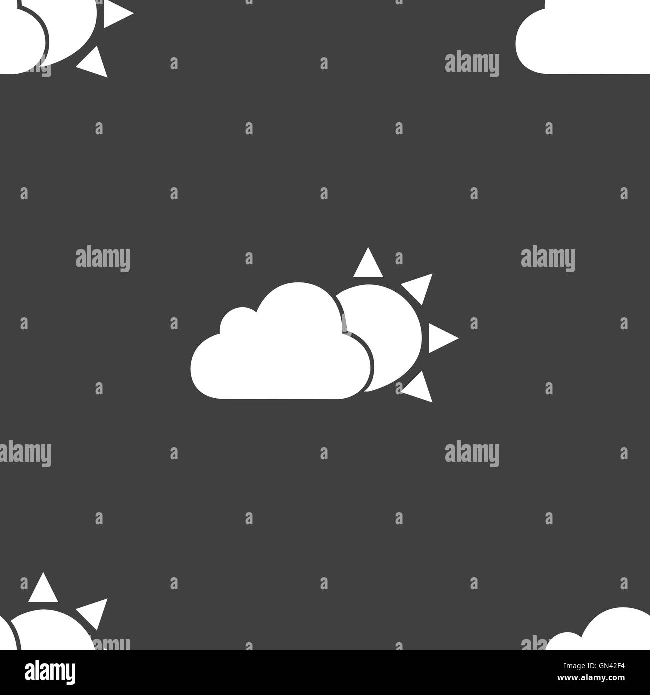 weather icon sign. Seamless pattern on a gray background. Vector Stock ...