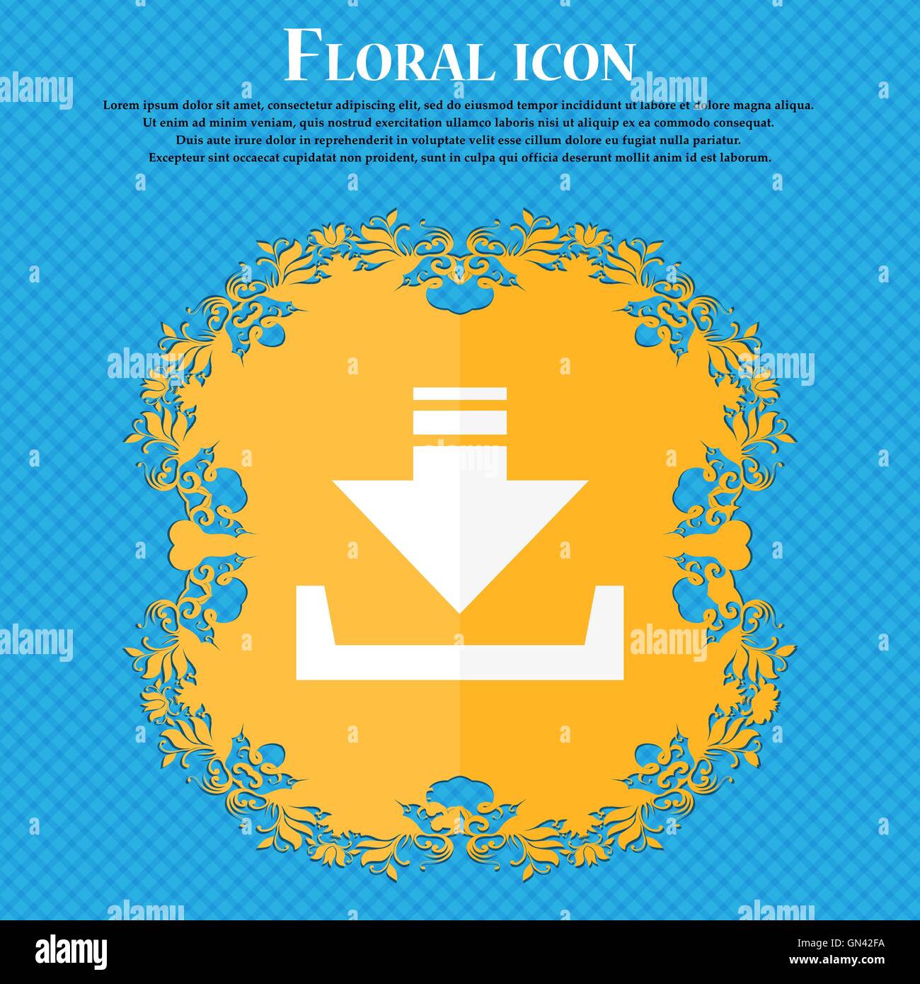Restore icon. Floral flat design on a blue abstract background with ...