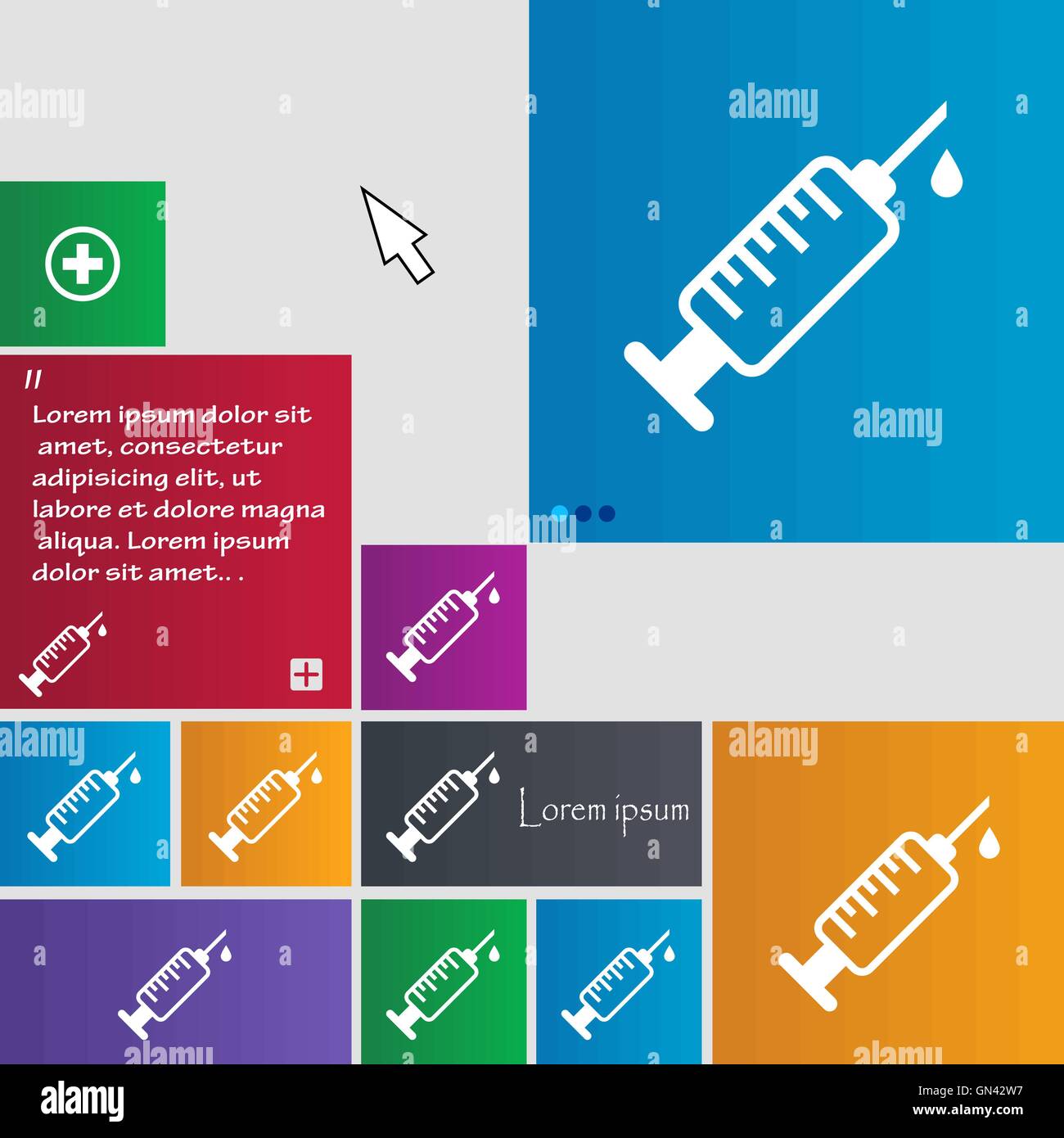 syringe icon sign. buttons. Modern interface website buttons with ...