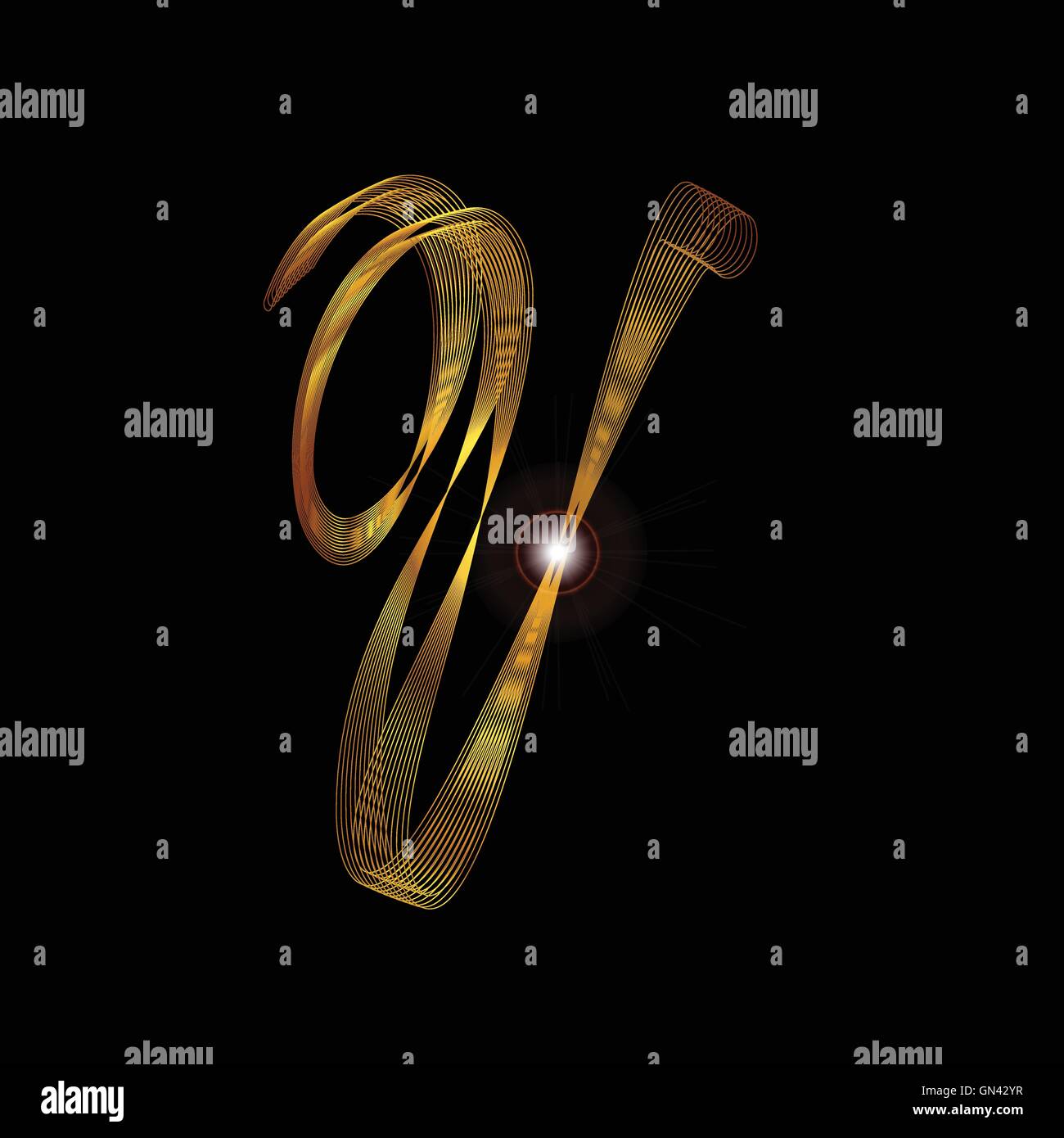 Golden letter v Stock Vector Images - Alamy