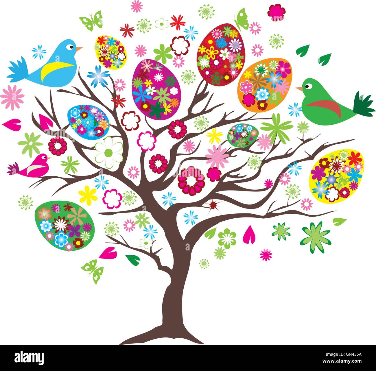 Abstract tree with easter eggs hi-res stock photography and images - Alamy