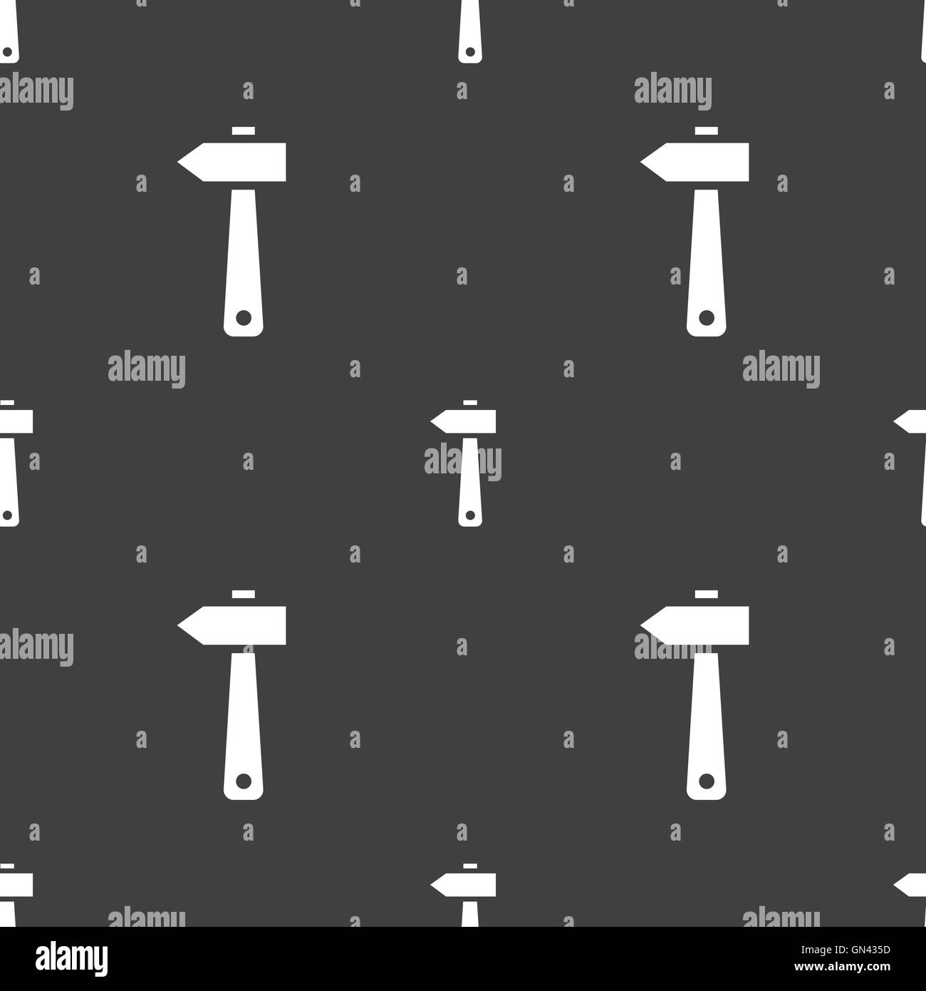 hammer icon sign. Seamless pattern on a gray background. Vector Stock ...