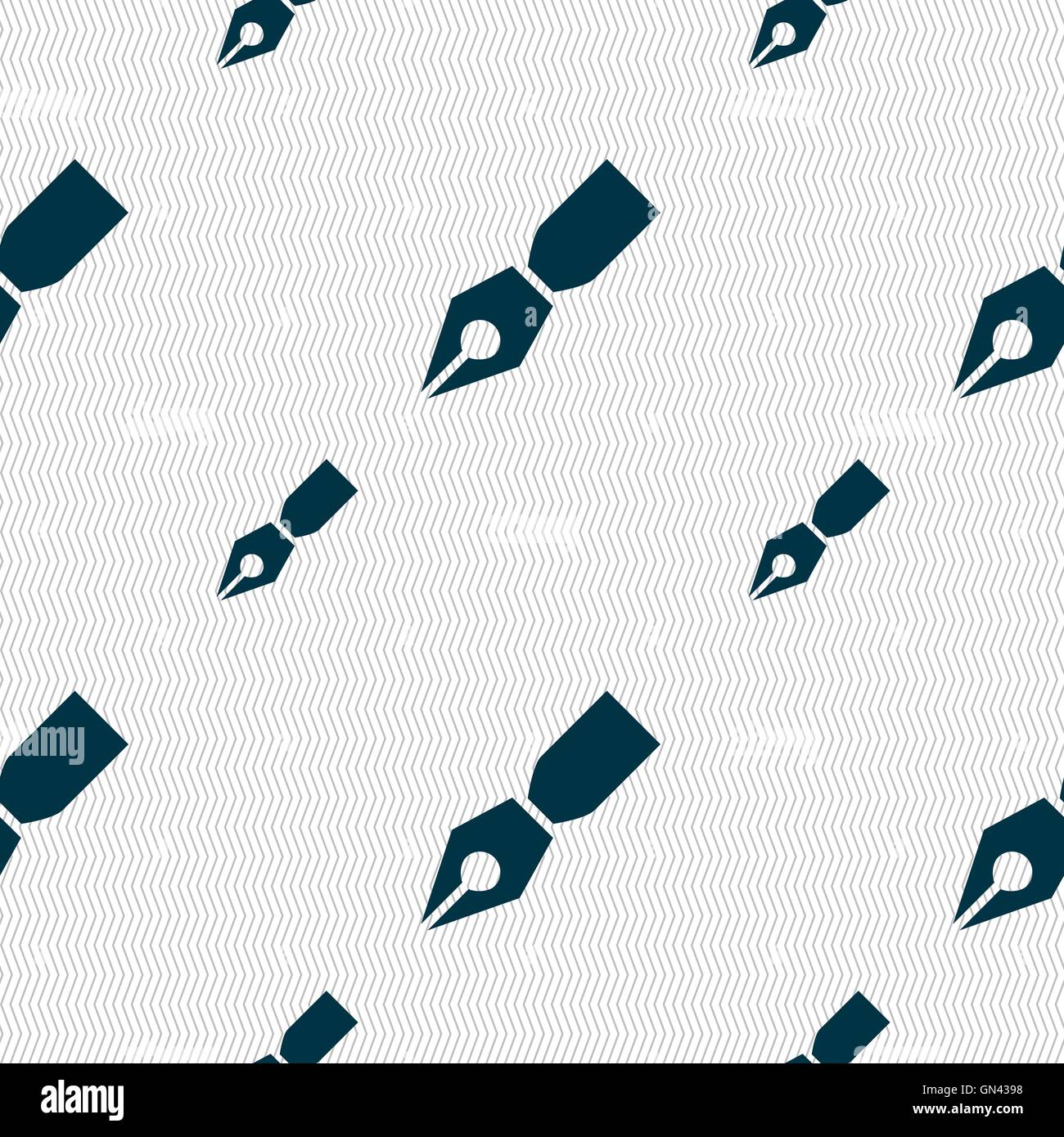 Pen icon sign. Seamless pattern with geometric texture. Vector Stock ...