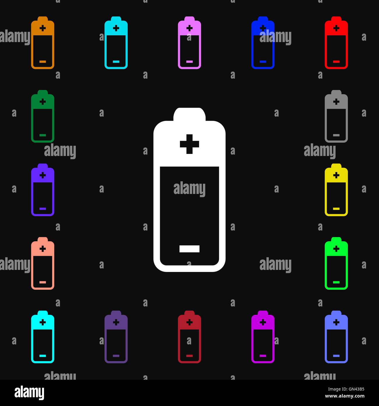 battery icon sign. Lots of colorful symbols for your design. Vector ...
