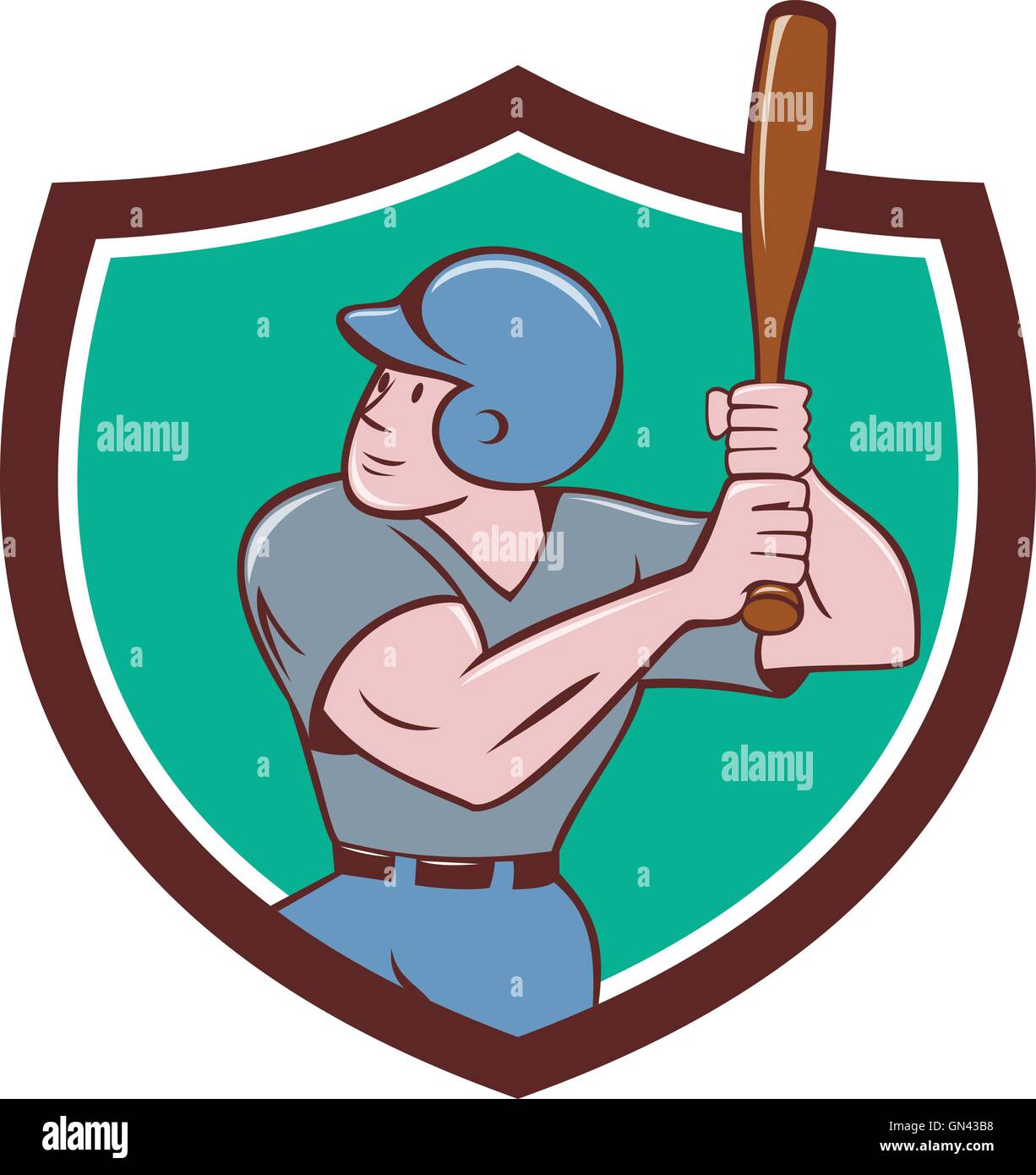 Baseball Player Batting Crest Cartoon Stock Vector Image & Art - Alamy