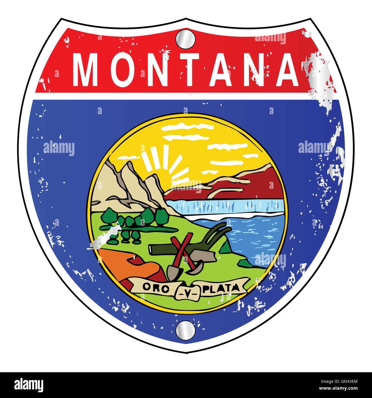 Montana Flag Icons As Interstate Sign Stock Vector Image & Art - Alamy