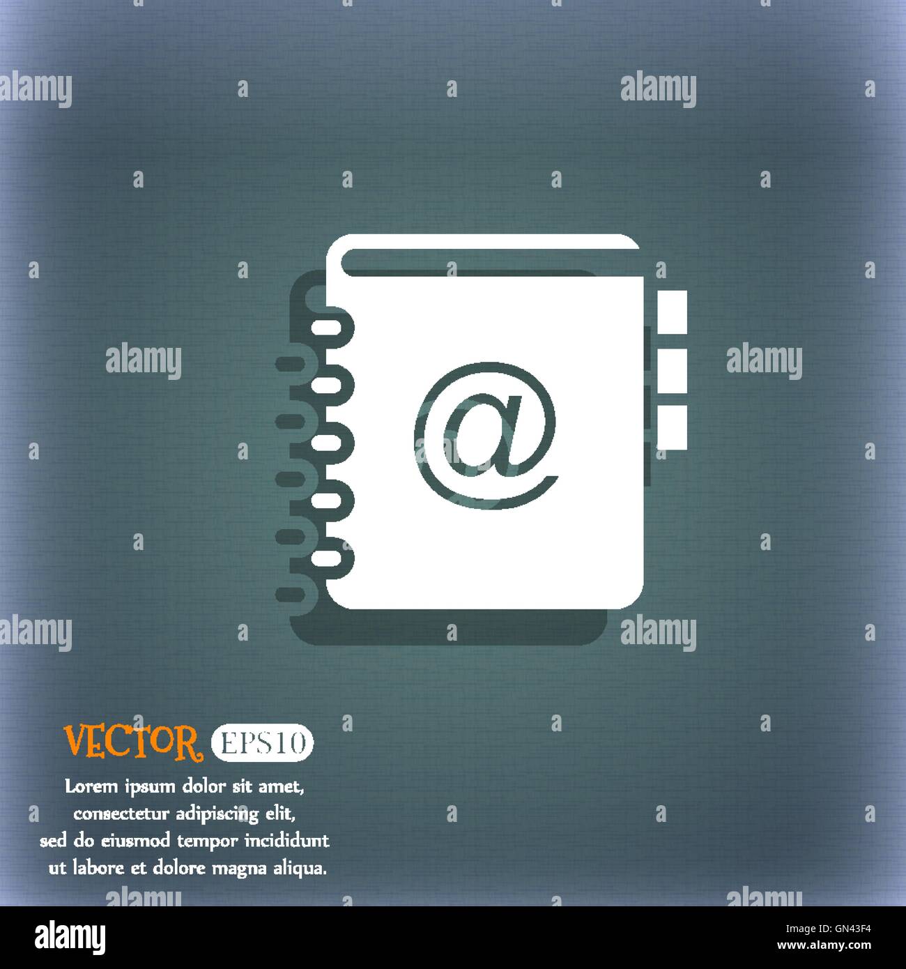 Notebook, address, phone book icon. On the blue-green abstract ...