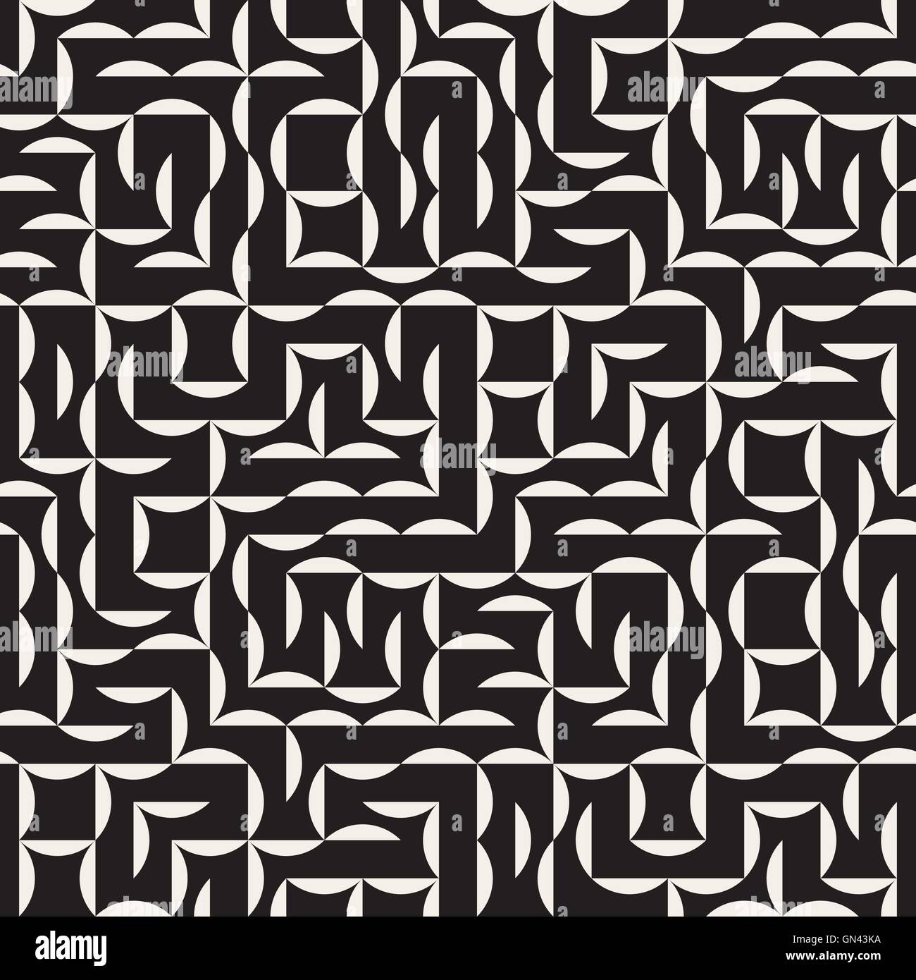 Vector Seamless Black and White Irregular Arc Grid Geometric Pattern ...