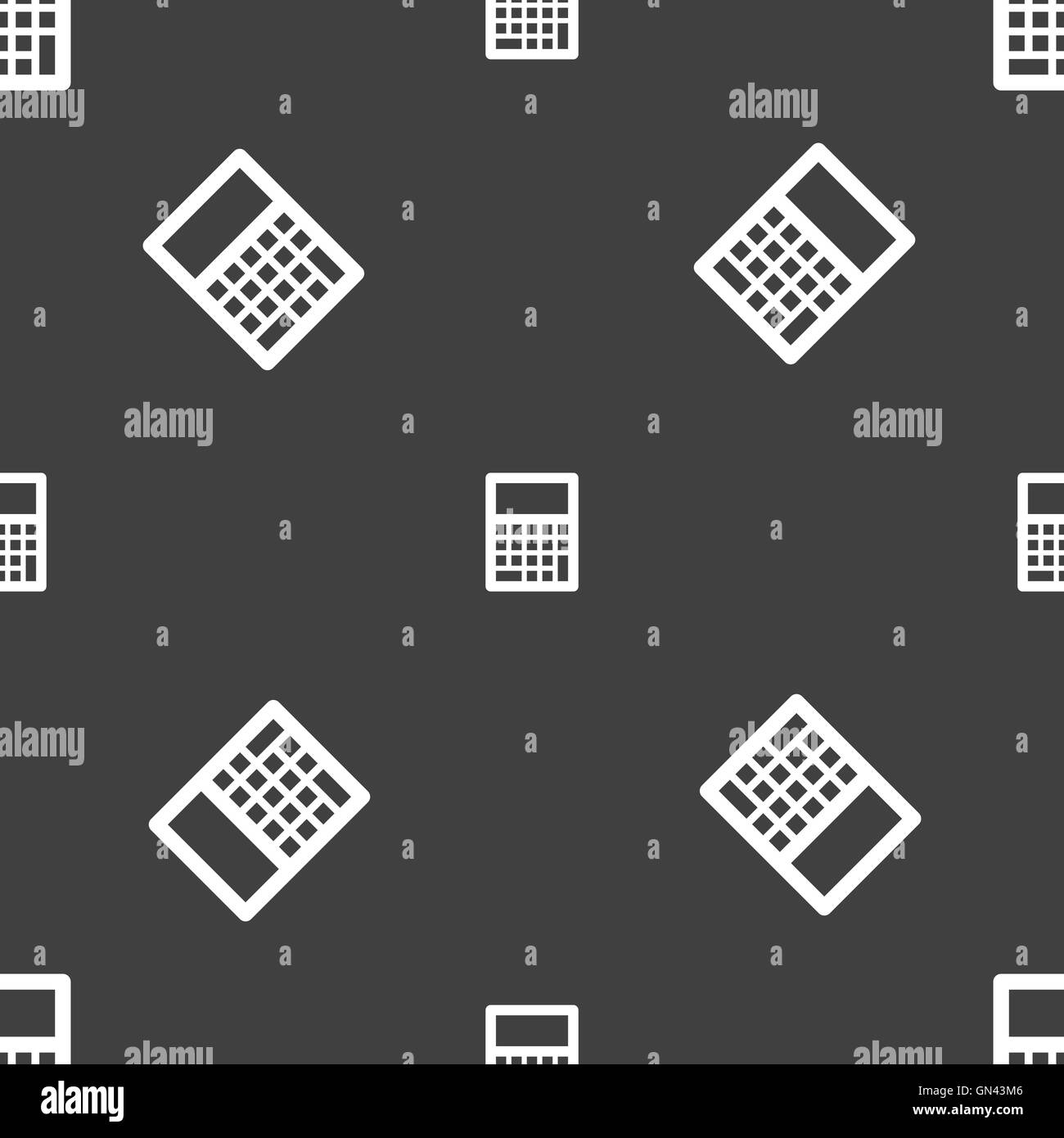 Calculator icon sign. Seamless pattern on a gray background. Vector ...