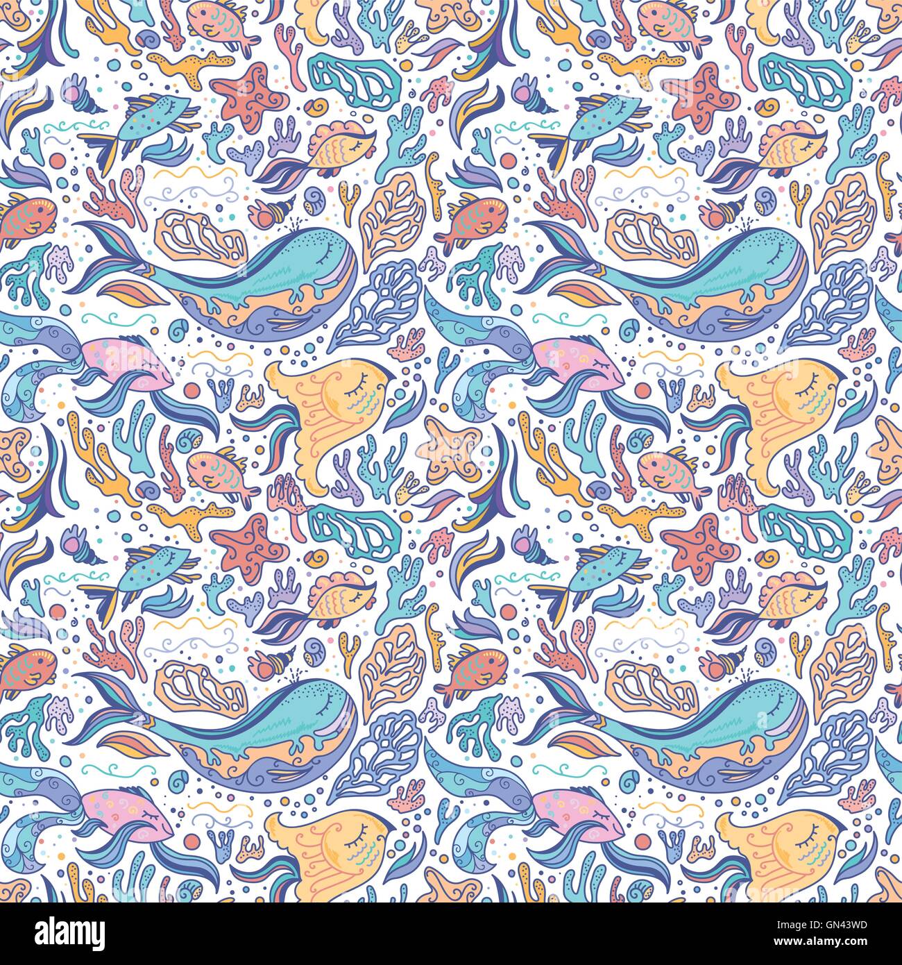 Sea sketch pattern Stock Vector Image & Art - Alamy