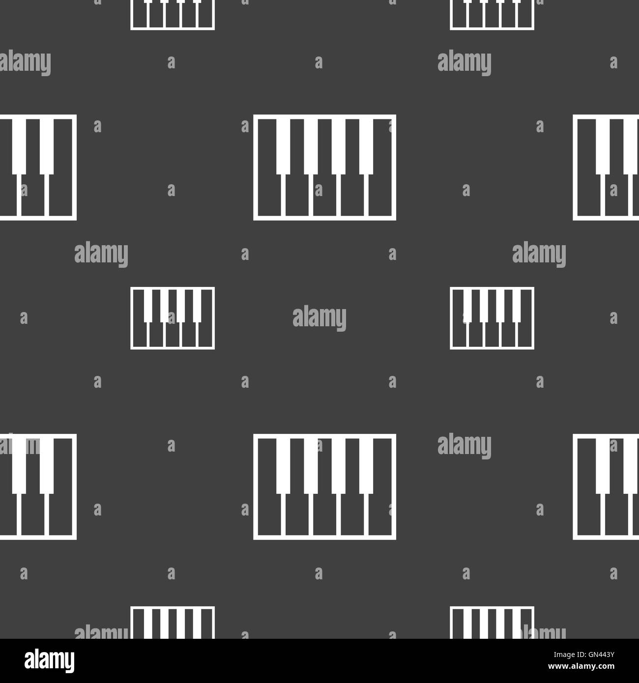 piano key icon sign. Seamless pattern on a gray background. Vector ...