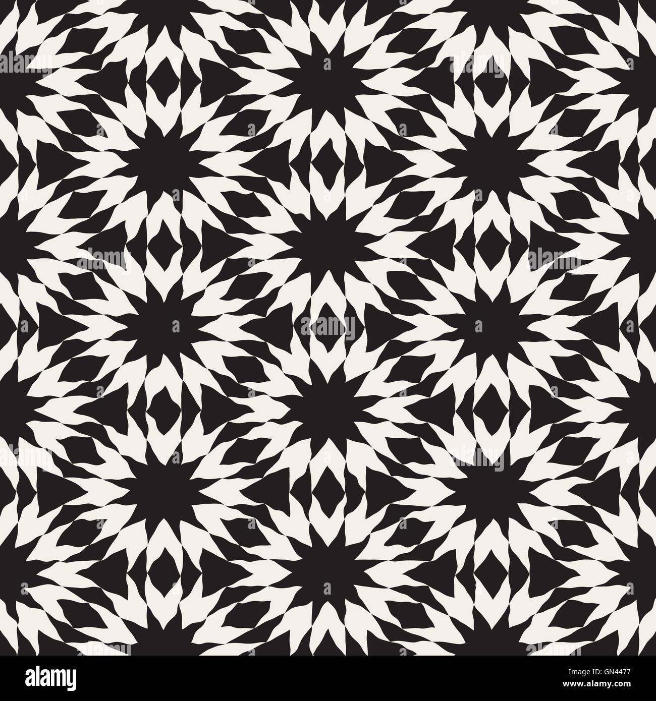 Vector Seamless Black And White Hand Painted Line Geometric Triangle ...