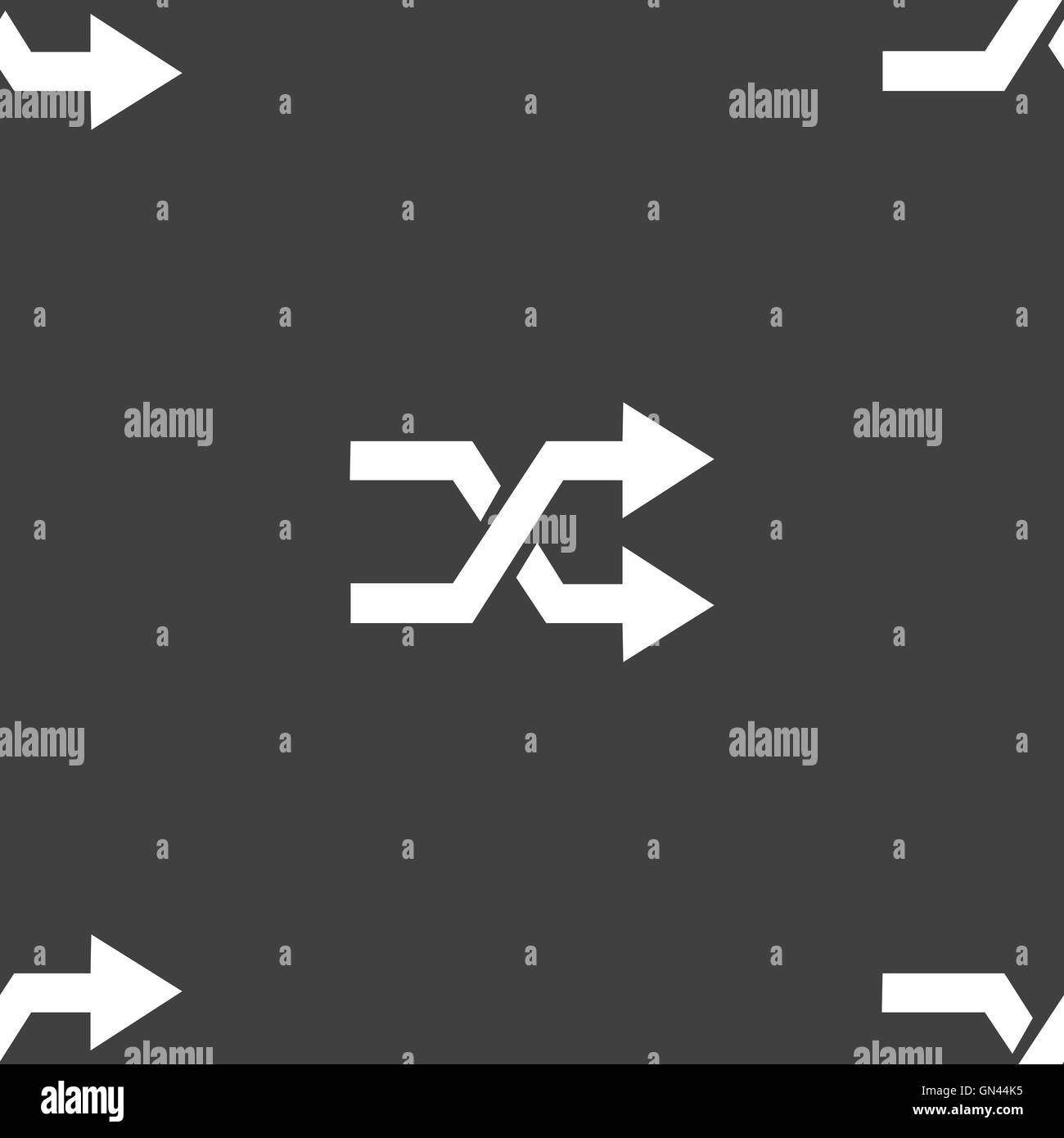shuffle icon sign. Seamless pattern on a gray background. Vector Stock ...