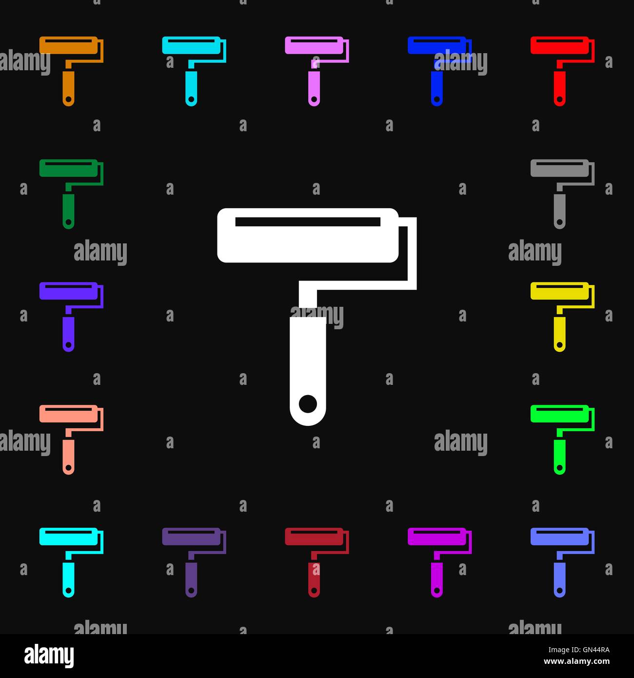 Paint roller icon sign. Lots of colorful symbols for your design ...