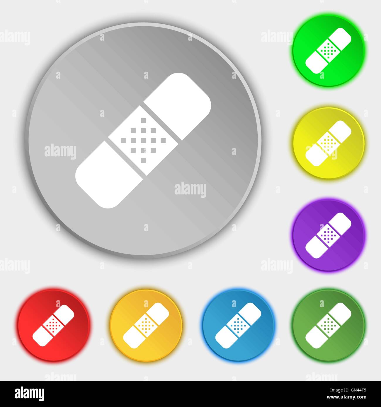 Plaster icon sign. Symbol on eight flat buttons. Vector Stock Vector ...