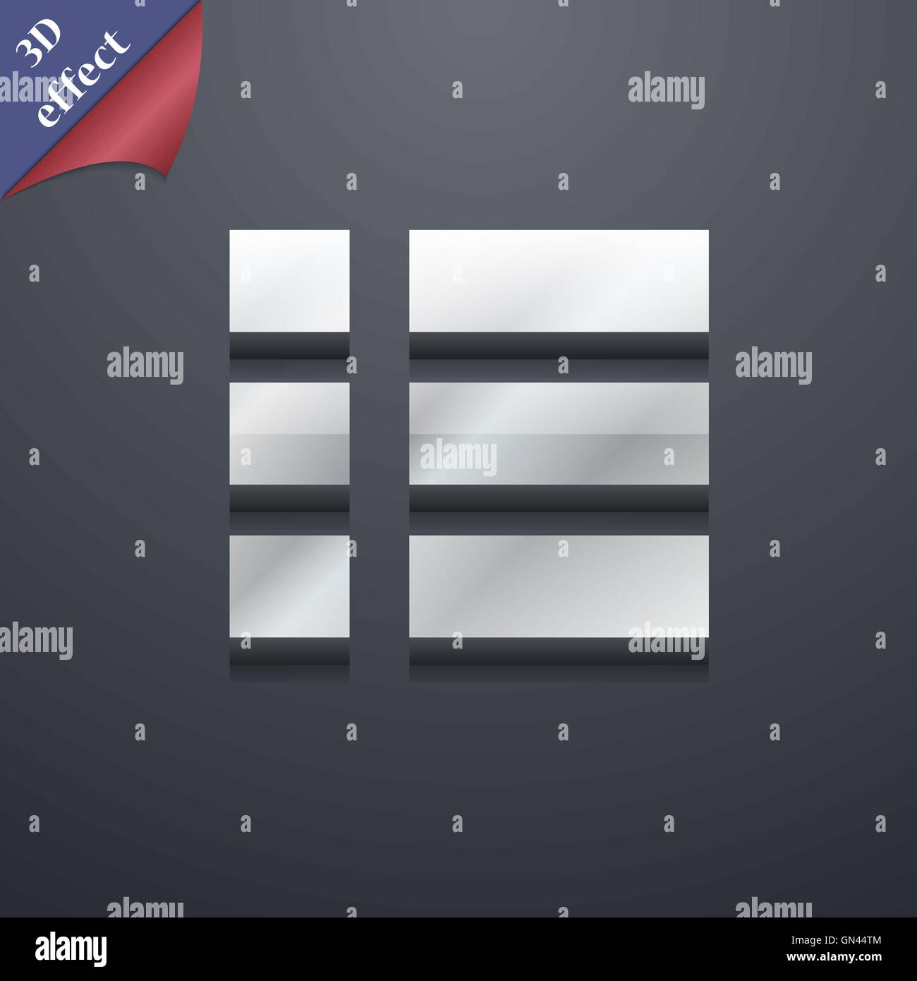 List menu, app icon symbol. 3D style. Trendy, modern design with space ...