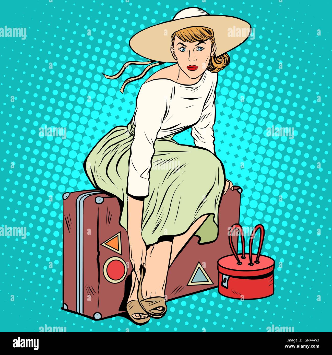 Lady luggage Stock Vector Images - Alamy