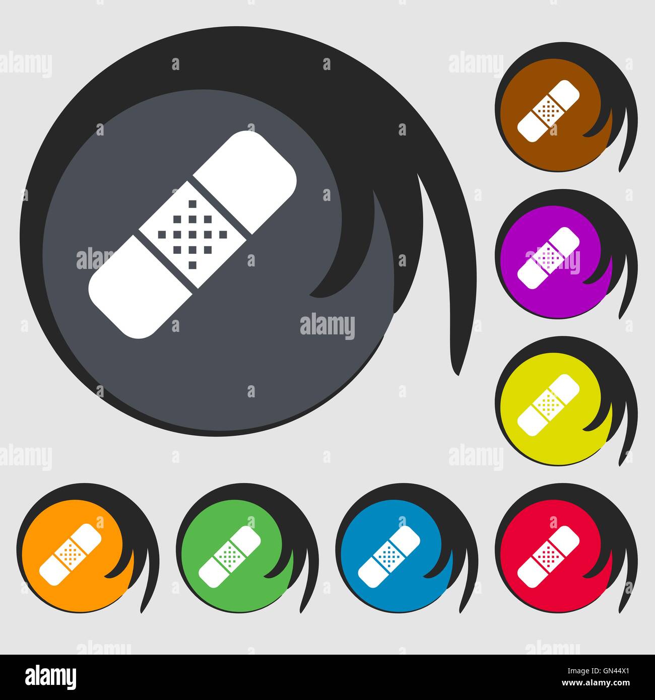 Plaster icon. Symbols on eight colored buttons. Vector Stock Vector ...