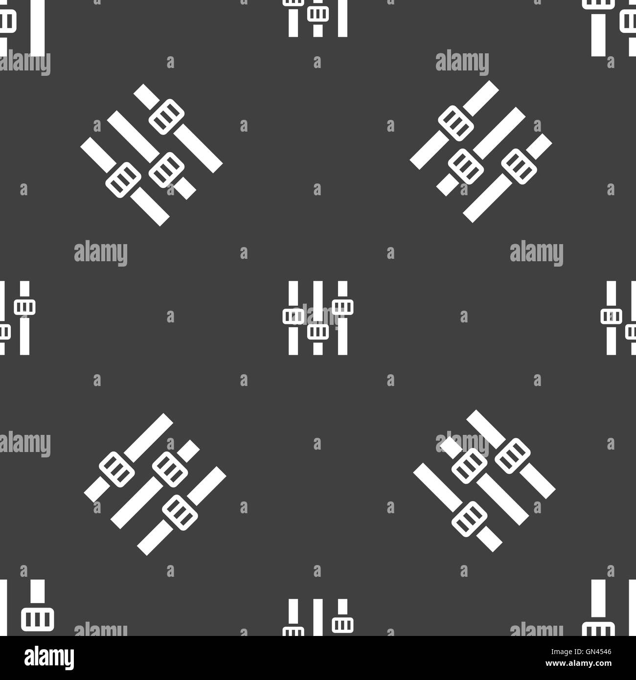Equalizer icon sign. Seamless pattern on a gray background. Vector ...