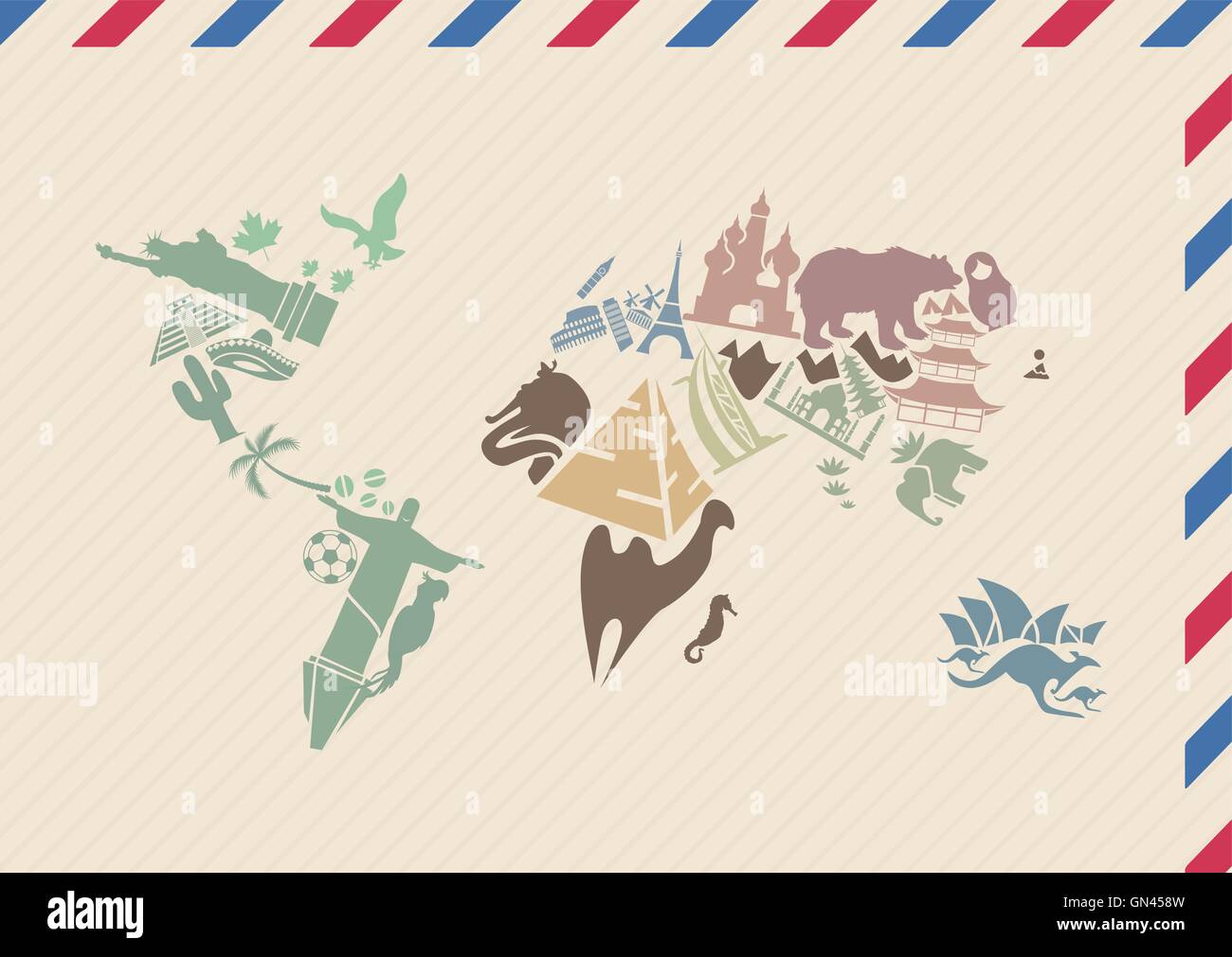 World map made of landmarks Stock Vector Image & Art - Alamy