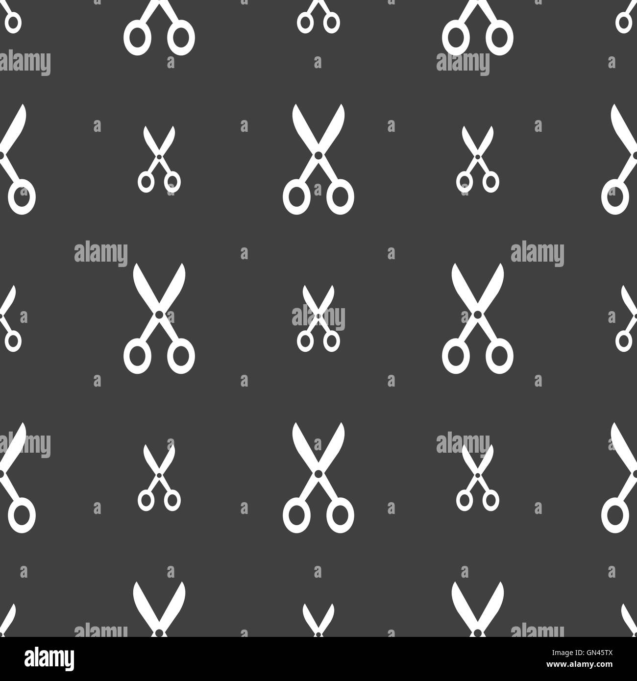 Scissors icon sign. Seamless pattern on a gray background. Vector Stock ...