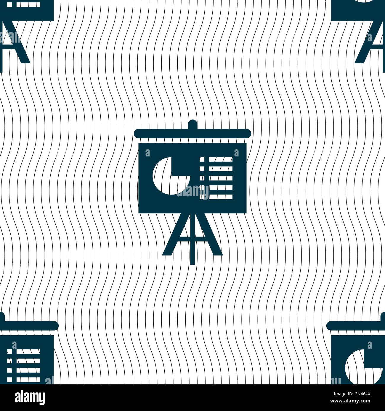 presentation board icon sign. Seamless pattern with geometric texture ...
