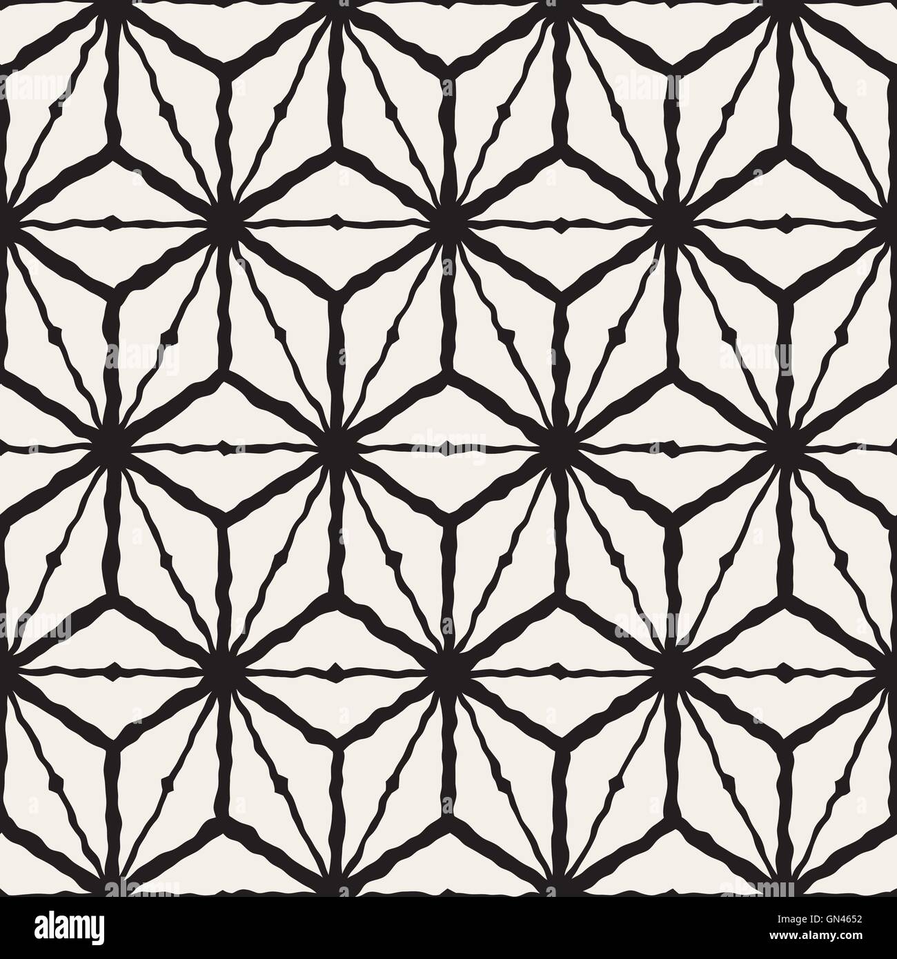 Vector Seamless Black And White Hand Painted Line Geometric Rhombus ...