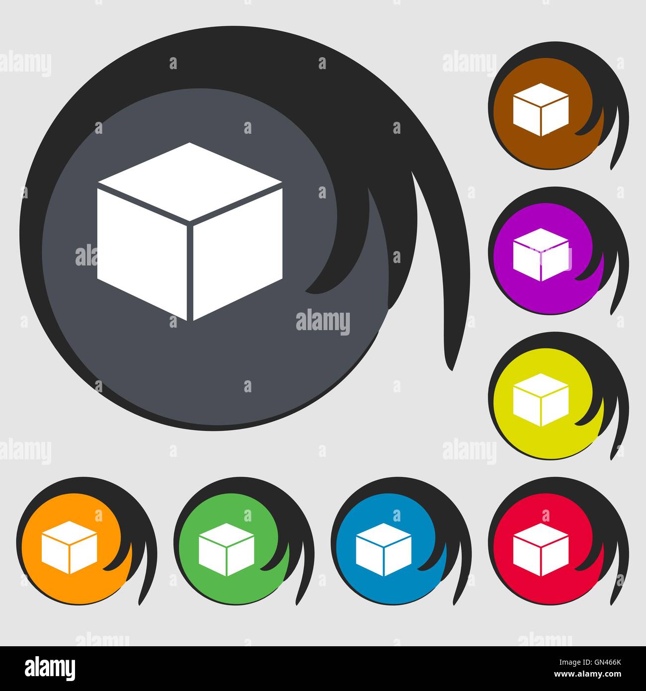cube icon. Symbols on eight colored buttons. Vector Stock Vector Image ...