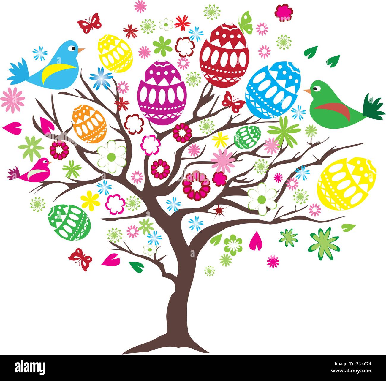 Abstract tree with easter eggs hi-res stock photography and images - Alamy