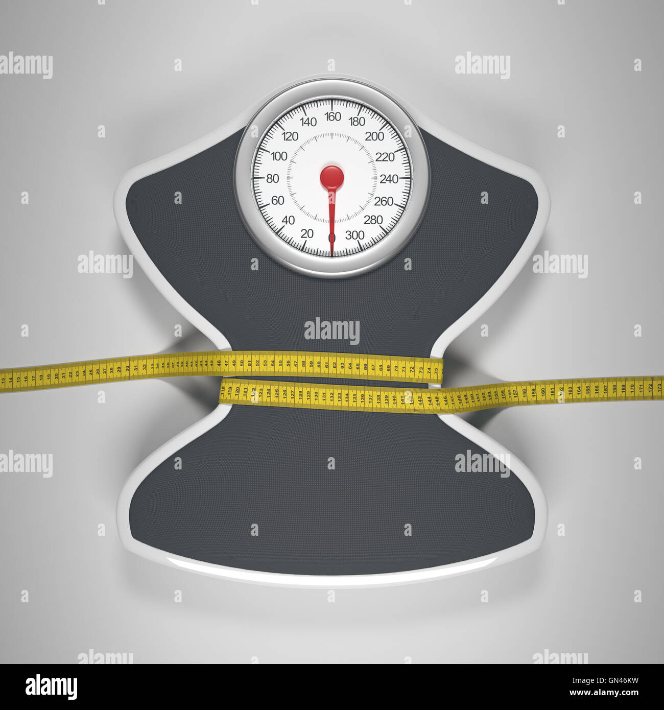 Tape measure around the balance decreasing its measures. Clipping path ...