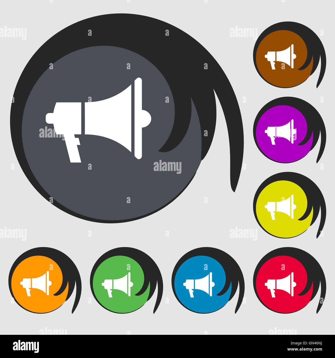 Gramophone web icon. Symbols on eight colored buttons. Vector Stock Vector Image & Art - Alamy