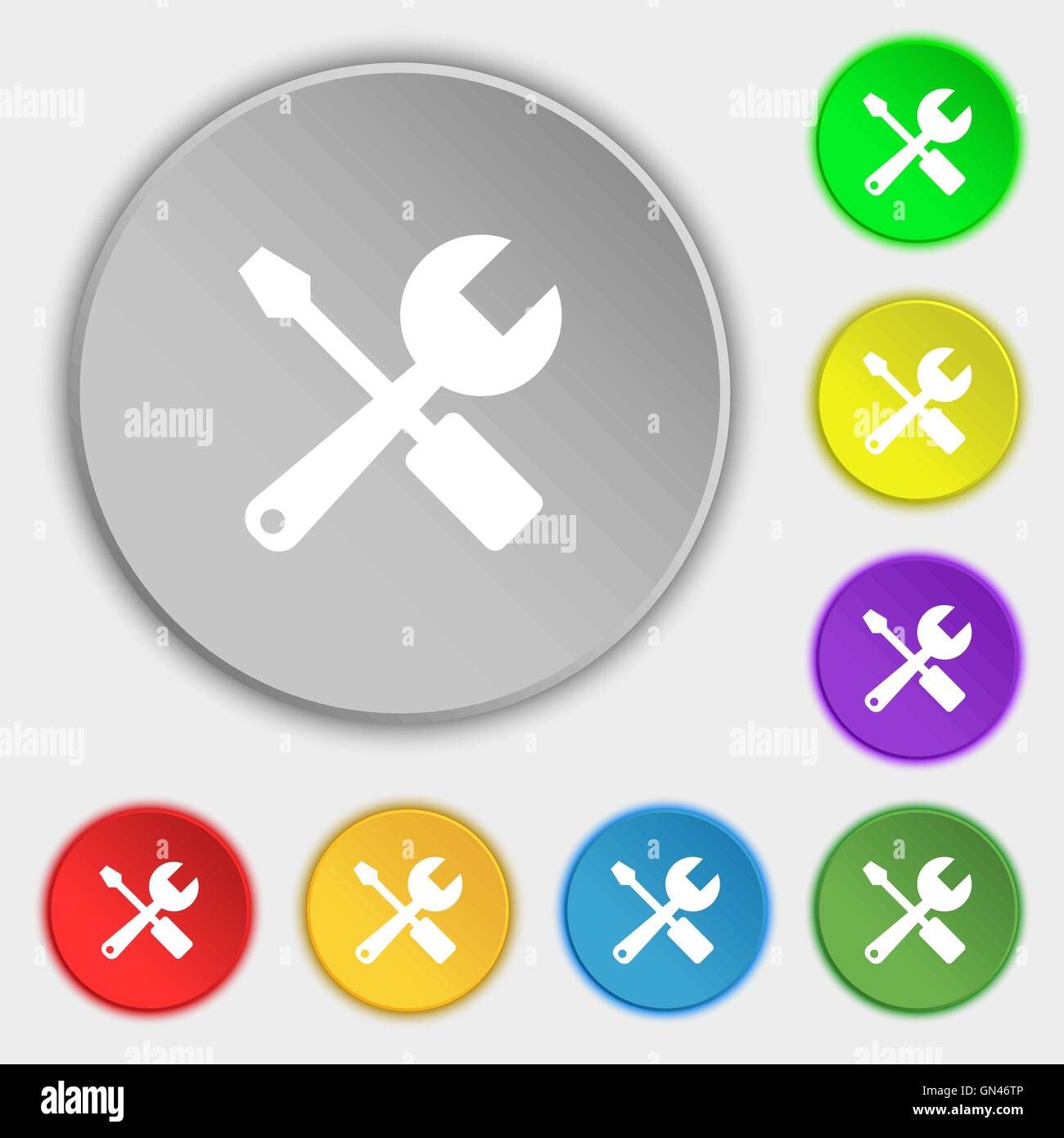wrench and screwdriver icon sign. Symbol on eight flat buttons. Vector Stock Vector Image & Art ...