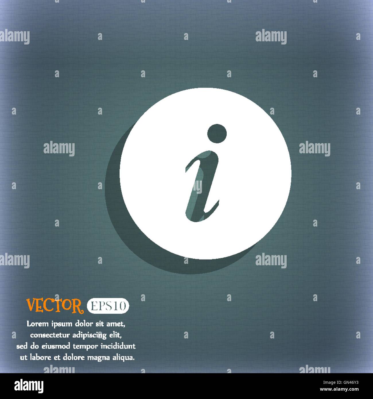 info icon. On the blue-green abstract background with shadow and space ...