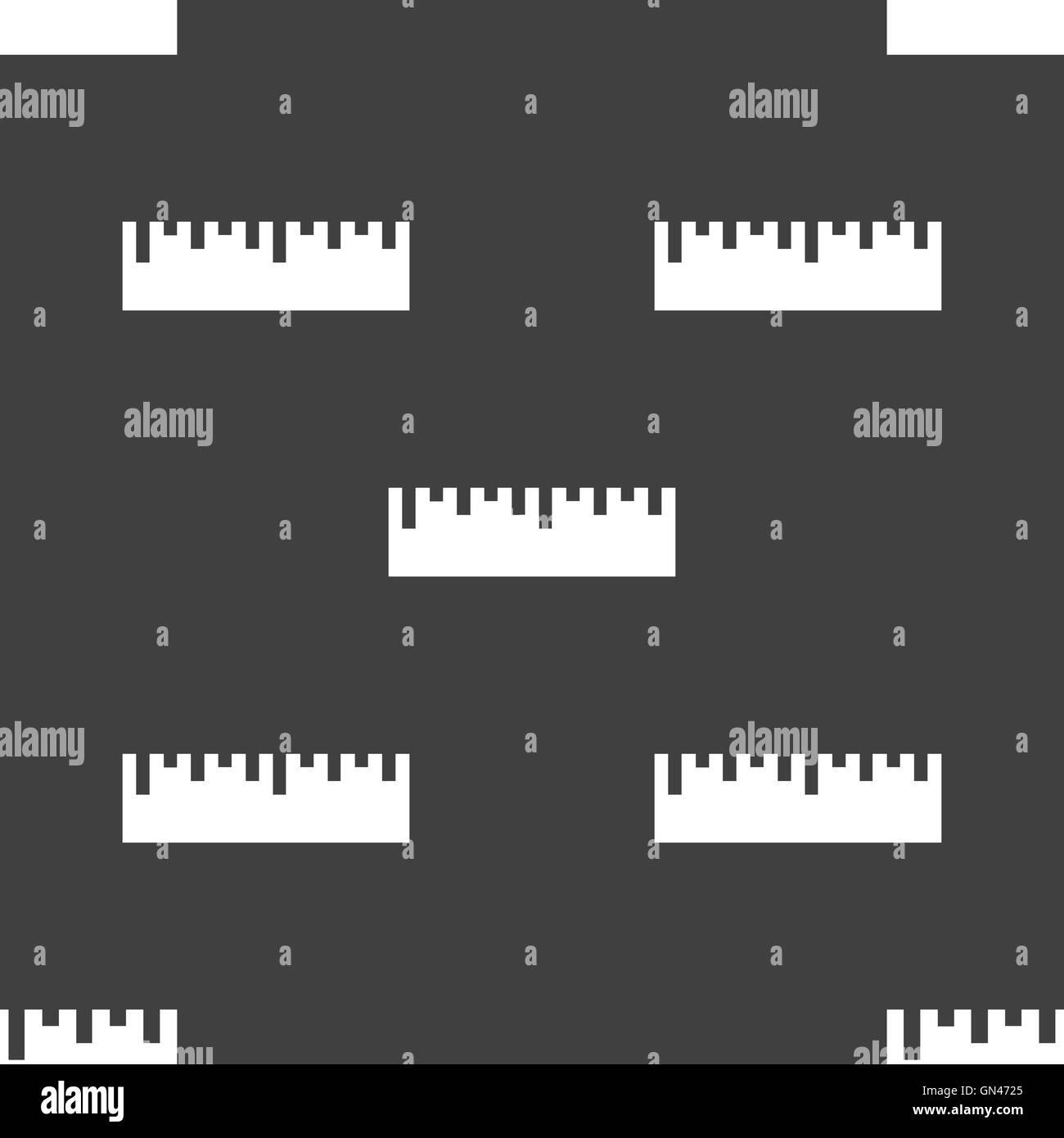 ruler icon sign. Seamless pattern on a gray background. Vector Stock ...