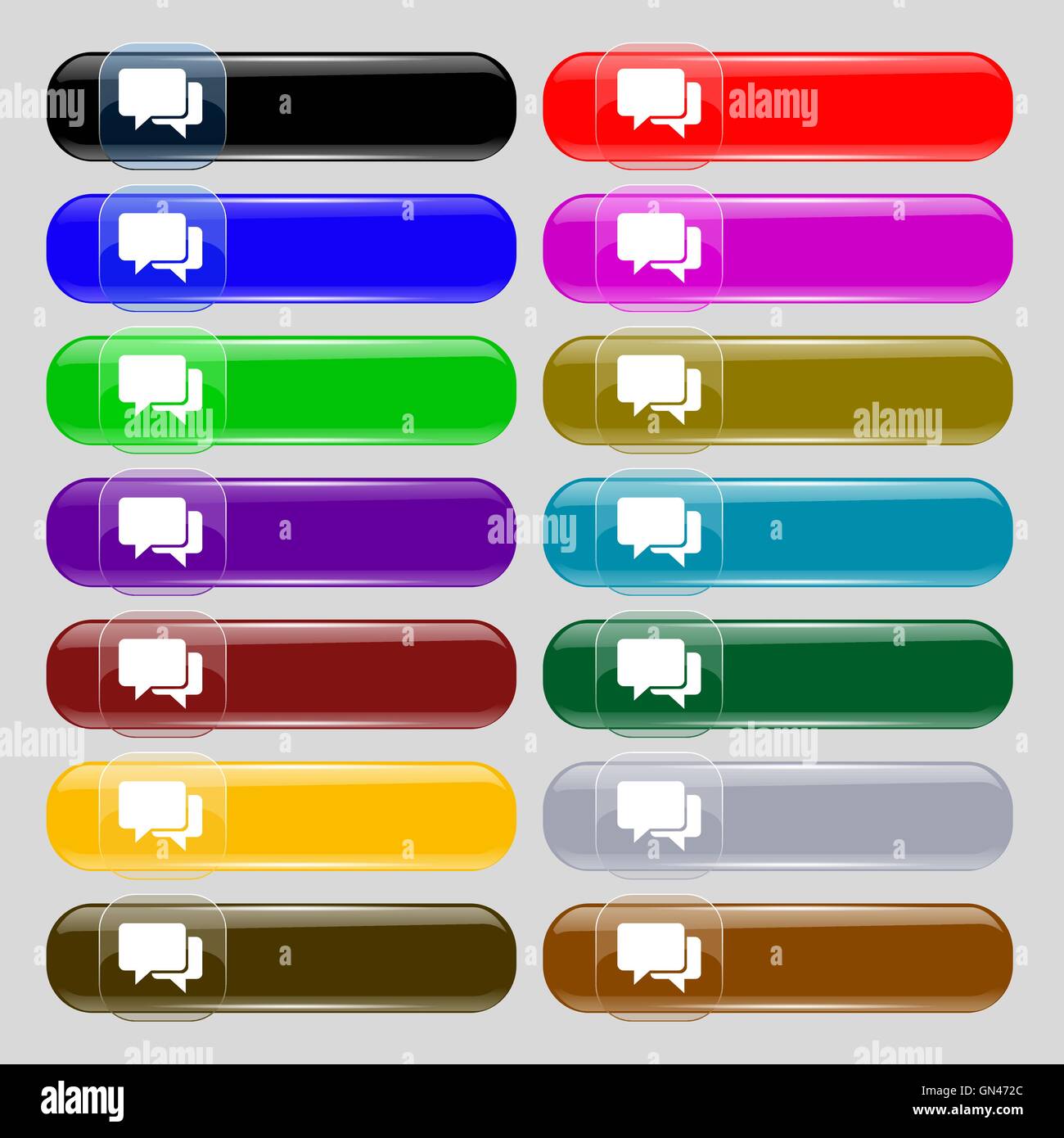 Speech bubbles icon sign. Set from fourteen multi-colored glass buttons ...