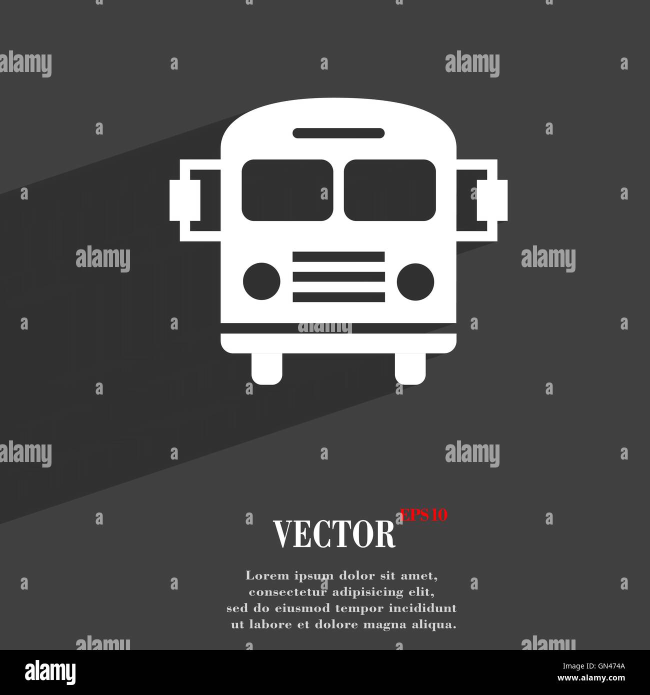 Bus symbol Flat modern web design with long shadow and space for your ...