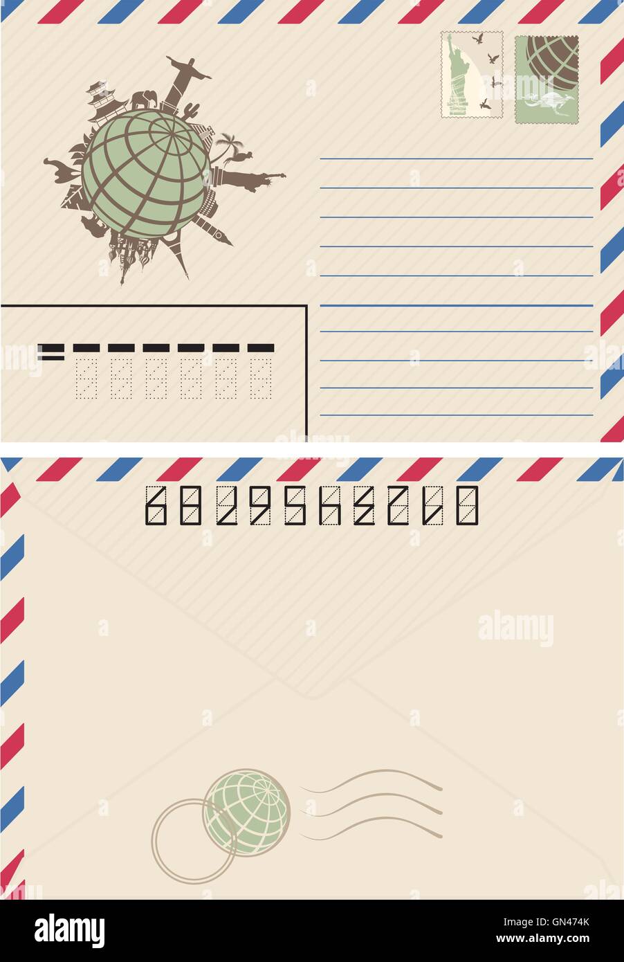 Vintage travel envelope Stock Vector Image & Art - Alamy